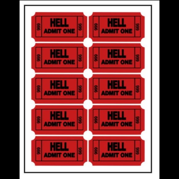 Design | Admit One To Hell Ticket Laminated Vinyl Stickers 57 | Poshmark